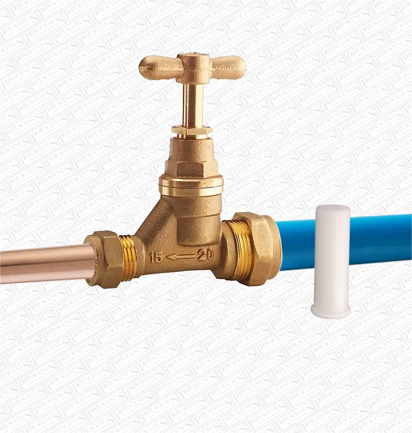 20mm x 15mm Stopcock Brass for Blue MDPE Water Main to Copper with Pipe ...