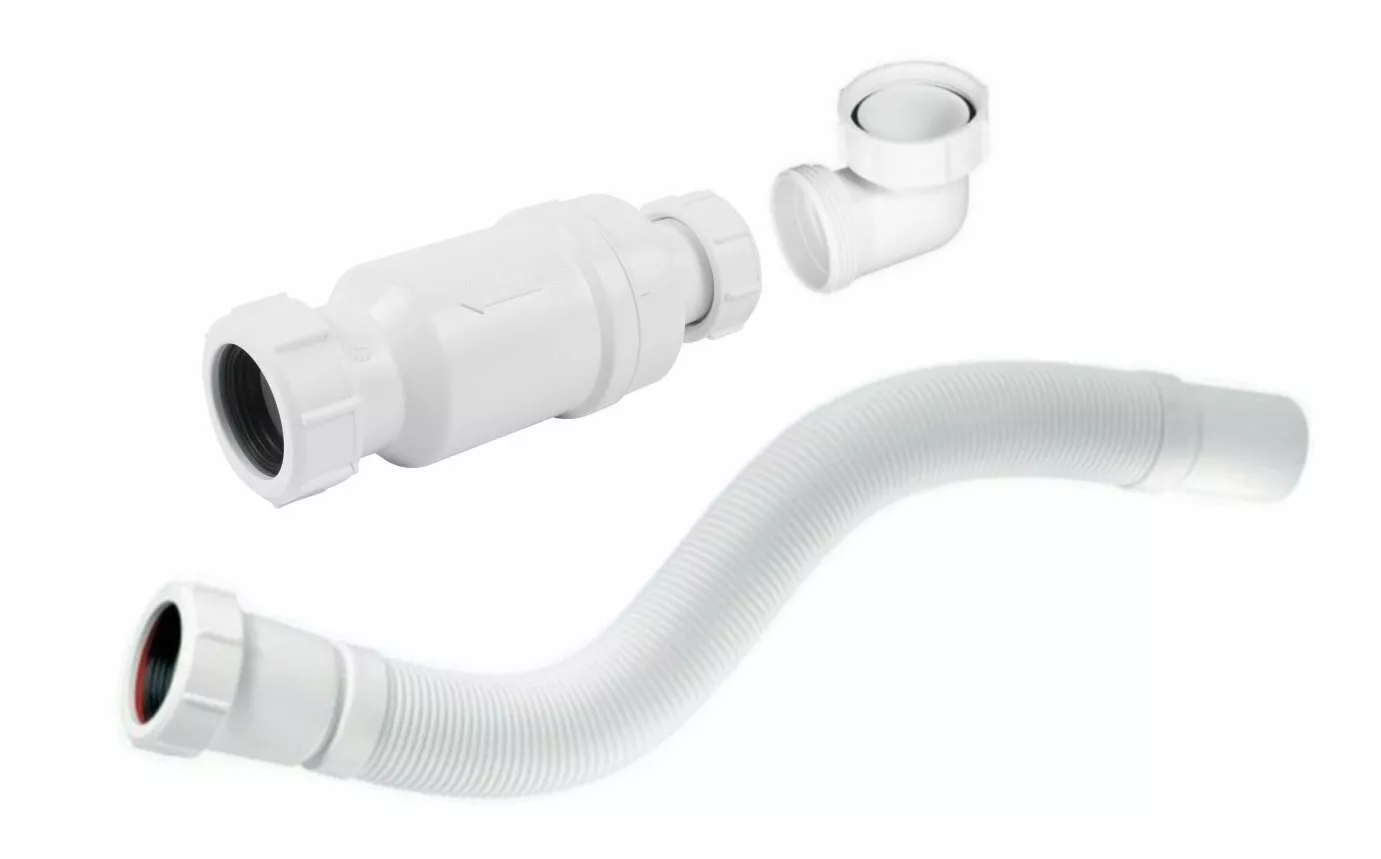 Freestanding Bath Waterless Waste Trap Kit with Flexible Waste Pipe 1.5 ...
