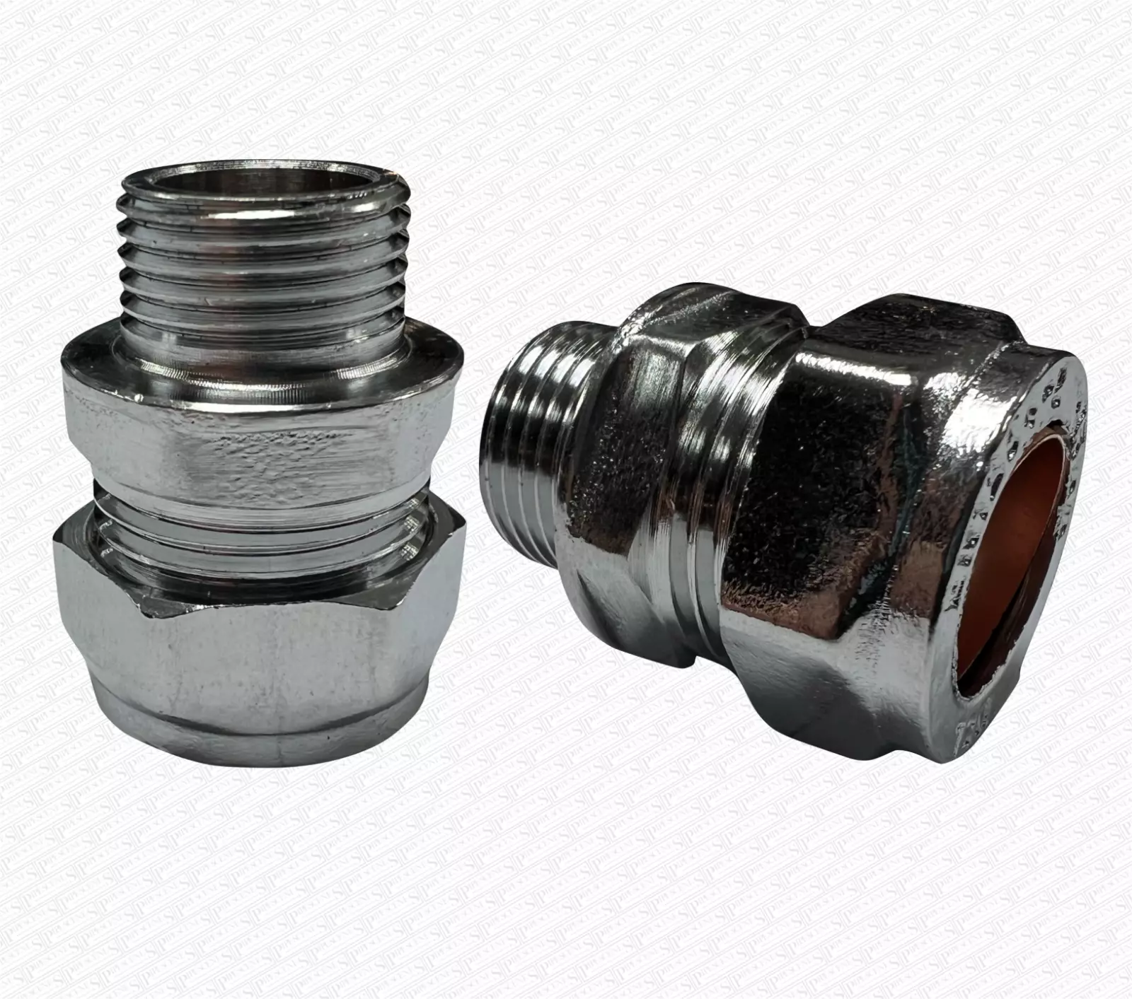 Grohe CHROME Pair 3/8" Inch Flexi Tail Pipe Adapter Fitting Compression ...